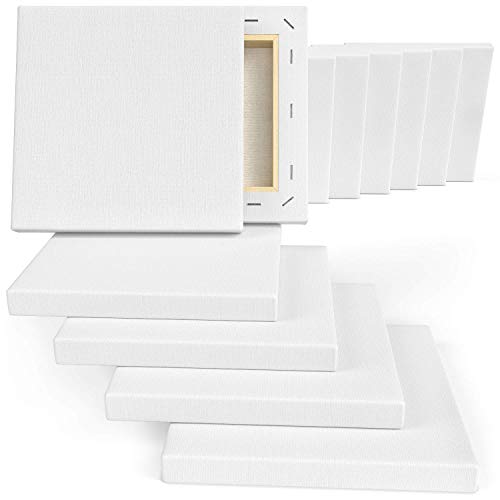 Arteza Stretched Canvas, Pack of 12, 6 x 6 Inches, Square White ...