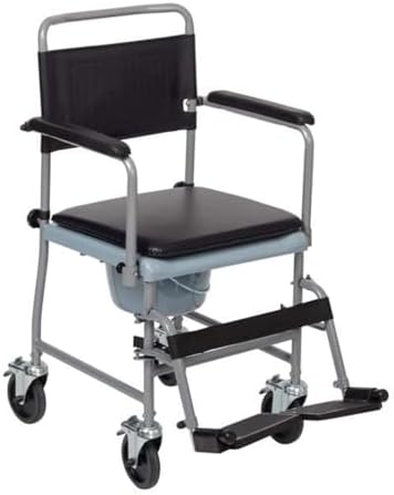 Millercare Portable Wheeled Commode Chair - Comfortable Padded Seat ...