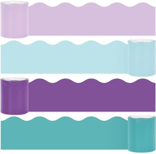 Amazon.com: Whaline 65.6ft Purple Blue Bulletin Board Borders 4 Rolls ...
