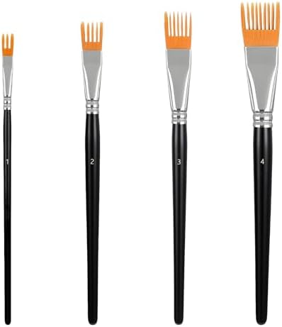 4Pcs Comb Artist Brush Set, Rake Brushes for Painting with Birch Wood ...