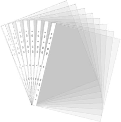 JIKIOU A4 80 Pack Punched Pockets, Clear Plastic Folders Wallets 90 ...