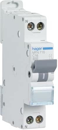 Hager MFN720 Ph+N 20A Circuit Breaker 3kA Cut-Off Power C Curve 1 ...