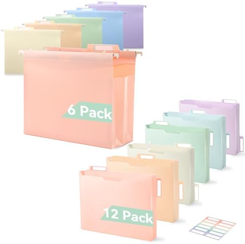 Amazon.com : SortRax Plastic Hanging File Folders 4" Expansion 6 Pack ...