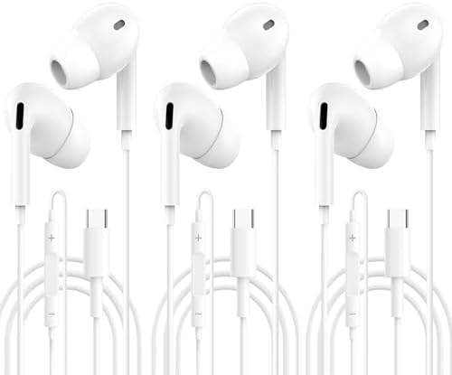 3Pack USBC Wired Earphones for iPhone 16/15/Plus/Pro/Pro Max,HiFi ...