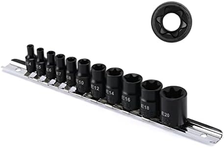 CASOMAN 14 Pieces Female E-TORX Star Socket Set, Female External Star ...