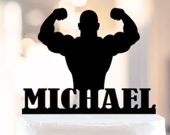 Amazon.com: Trainer Cake Topper,Bodybuilder Cake Topper,Weight Lifting ...