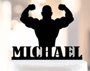 Amazon.com: Trainer Cake Topper,Bodybuilder Cake Topper,Weight Lifting ...