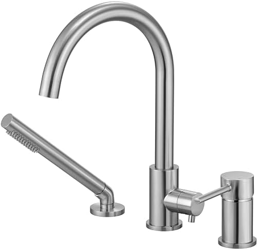 RIGOBAL Deck Mount Tub Faucet Black with Sprayer High Flow Bathtub ...