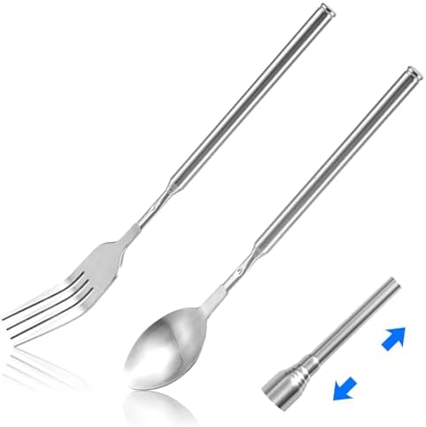 Amazon.com: Extendable Stainless Steel Long Fork and Spoon Set ...