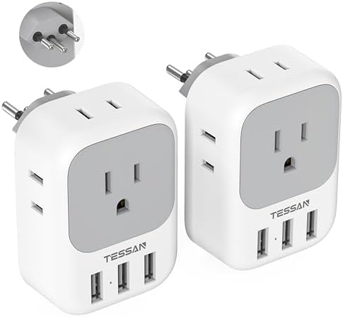 Switzerland Power Adapter 2 Pack, TESSAN Swiss Travel Plug Adaptor with ...