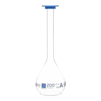 EISCO Volumetric Flask, 200ml - Class A, ASTM - Snap Cap - Blue ...