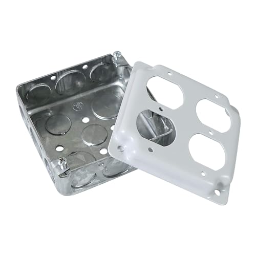 Qlvily 1 Pack 4" Square Electrical Box & Cover, 1-1/2'' Deep Metal ...