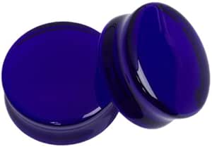 Amazon.com: Pair (2PCS) BLUE SAPPHIRE GLASS PLUGS Double Flare Gauges ...