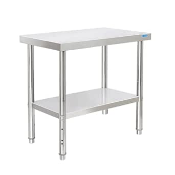 KUARBARR Mesa de acero inoxidable de 30 x 18 pulgadas, mesa comercial ...