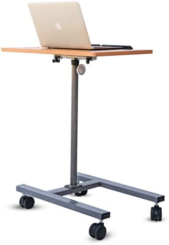 Livzing Height Adjustable Computer Table with Locking Wheels-Wooden ...