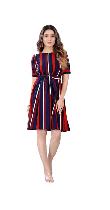 Buy Trending A-Line Multi Colour Stripes Kurtis/Frock for Women (Large ...