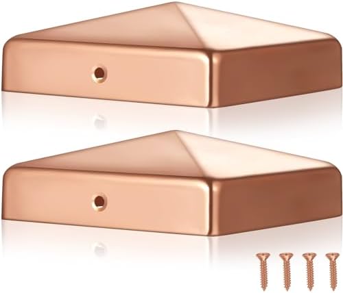 Tandefio 2 Pcs 4x4 Solid Copper Post Cap Fence Post Caps Pyramid ...