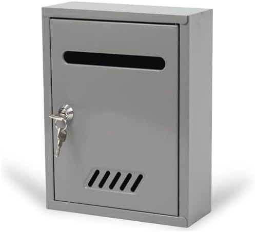 Small Locking Mailbox Wall Mount for Outside, Powder-Coated Metal Mail ...
