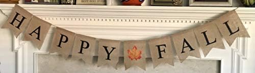 Amazon.com: Happy Fall Burlap Banner - Assembled with Maple Leaf Design ...