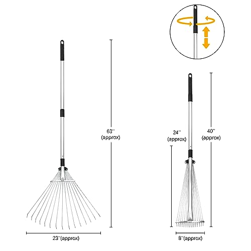 Snapklik.com : Karveden Garden Leaf Rake, 40-63 Adjustable Rakes For ...