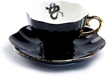 Amazon.com | Grace Teaware Skull Black Gold Luster Tea Cup and Saucer ...