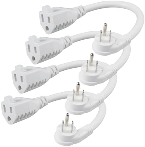 Flat Plug Short Power Extension Cord - 6inch Low Profile Flat Head 3 ...