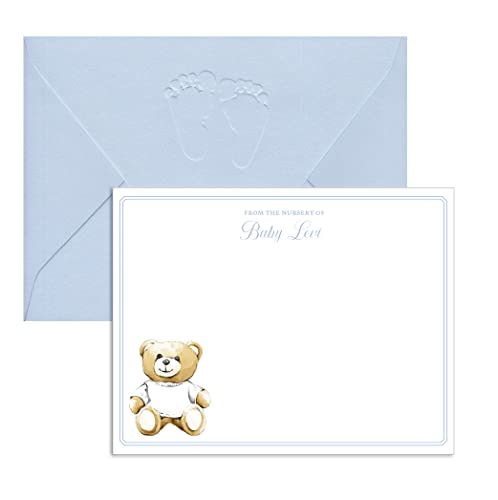 Amazon.com: Baby Boy Teddy Bear Thank You Card | Personalized Thank You ...