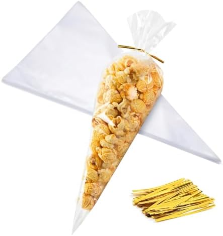 Amazon.com: CdbC Cone Shaped Cellophane Treat Bags, 100 Pcs 7x15 inches ...