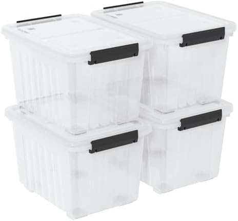Amazon.com: Ziglous 30 Quart Storage Boxes with Wheels, 4-Pack Clear ...