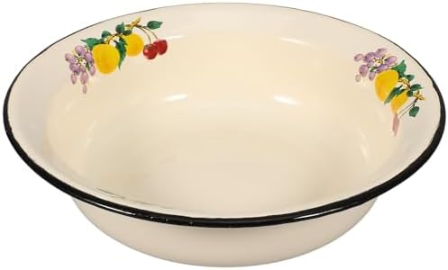 Amazon.com: MAGICLULU Enamel Bowl, 22cm Large Enamel Mixing Bowl White ...