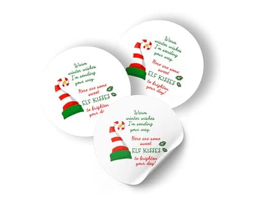 Amazon.com: Christmas "Elf Kisses" stickers, tags, labels, round party ...