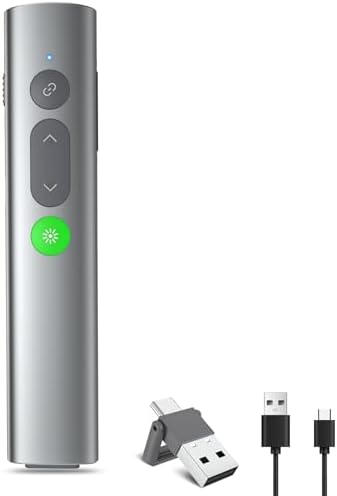 Wireless Presenter for PowerPoint presentations, USB-C Rechargeable ...