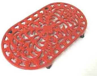 Amazon.com: Red Oval Shaped Cast Iron Trivet: Home & Kitchen