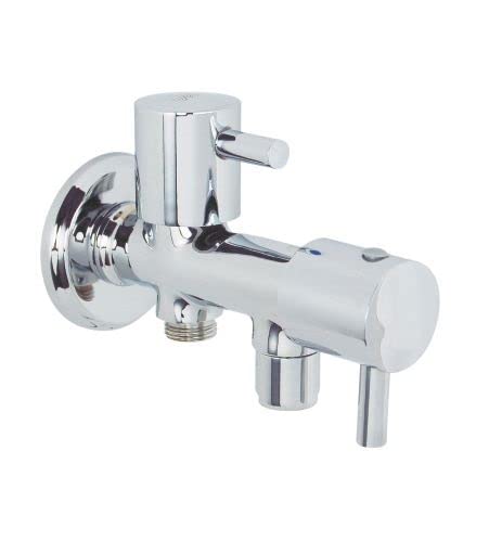 Angle Valve 2 in 1 Faucet/Tap with Wall Flange (Chrome Finish) Angle ...