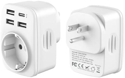 Carehabi Travel Adaptor USA Adapter America Germany Plug with 3 USB C ...