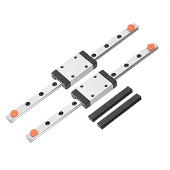 uxcell 2pcs MGN7 150mm Linear Guide Rail with 2pcs MGN7H Sliding ...