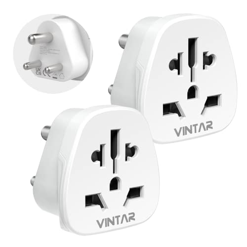 UK to India Plug Adapter, VINTAR 3 Pin India Travel Adapter, Type D ...