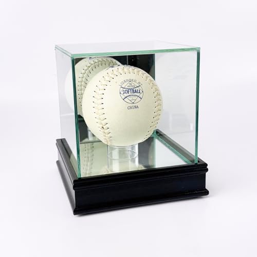 Amazon.com: Softball Display Case – UV Glass Protection with Wood Base ...