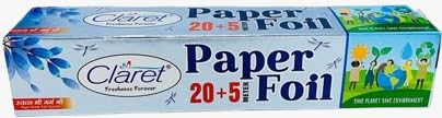 Claret 20+5 Mtr Kitchen Paper Foil - Aluminum Foil & Butter Paper Combo ...