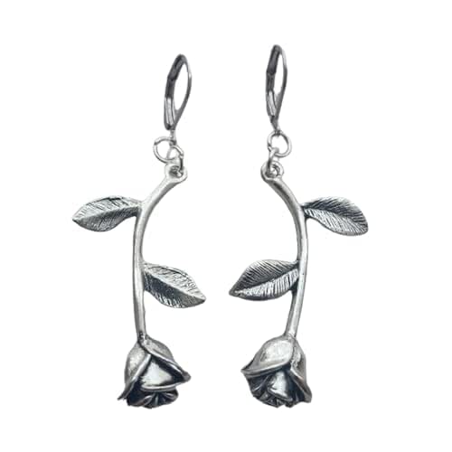 Amazon.com: Rose Flower Leverback Earrings, Beautiful Flower Ear Clip ...