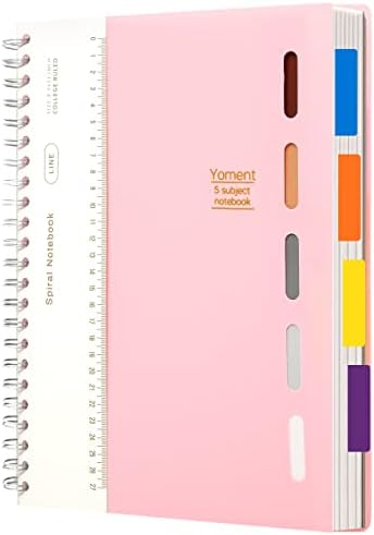 Amazon.com : 5 Subject Notebook 8.5 x 11 Large Spiral Notebook with ...