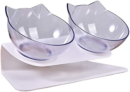 KUVIAS Cat Bowl (350ml) - 15° Tilted Elevated Cat Dish Bowl Feeder ...