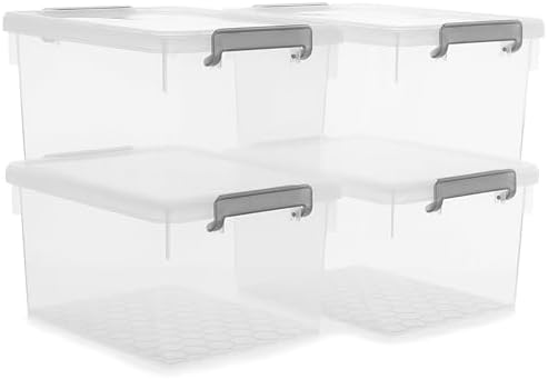 Amazon.com: Hommp 4 Packs 30 Liter Clear Large Storage Boxes Container ...