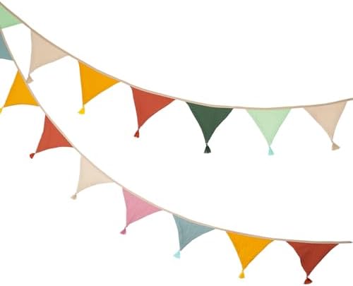 JDBlissful Bunting Banner Fabric Flag Banners Multicolor, 20 PCS Garden ...