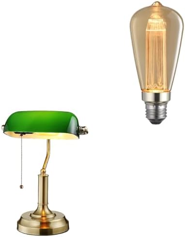 TORCHSTAR Green Glass Bankers Desk Lamp, E26 Base, Vintage Desk Lamp ...