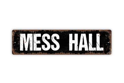 Amazon.com: Mess Hall Sign Metal Street Sign Plaque In Distressed Black ...
