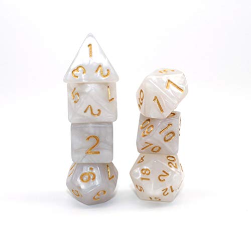 Snapklik.com : DND Dice Set Pearl White RPG 7-Die Dice Set Fit Dungeons ...