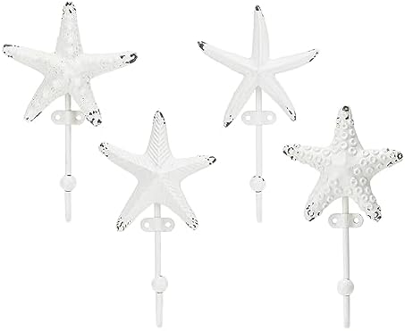 Amazon.com: SOFFEE DESIGN Set of 4 Resin White Beach Starfish Coat ...