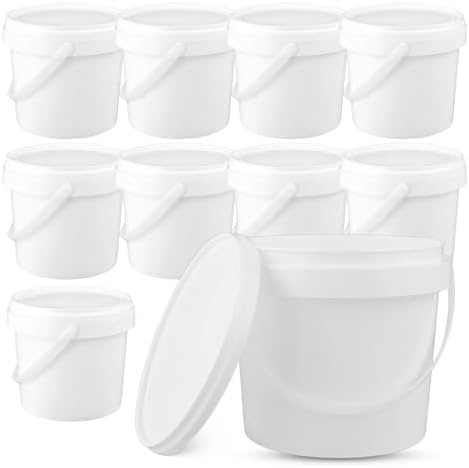 Amazon.com: 10Pcs 0.4Gallon Plastic Food Grade Buckets, White Bucket ...