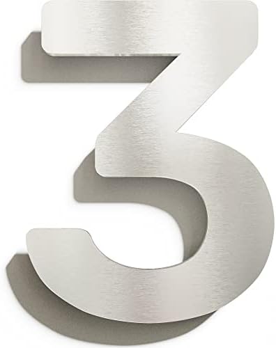 Edelstahl Hausnummer 3 - massiv, wetterfest & rostfrei - 14 cm groß ...